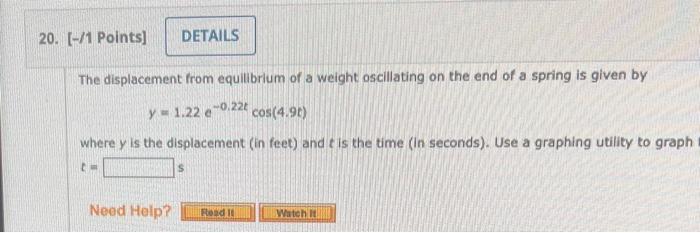 Solved A weight is oscillating on the end of a spring (see | Chegg.com