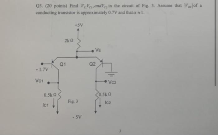 Solved Q3. (20 points) Find VαVc1,andVc2 in the circuit of | Chegg.com