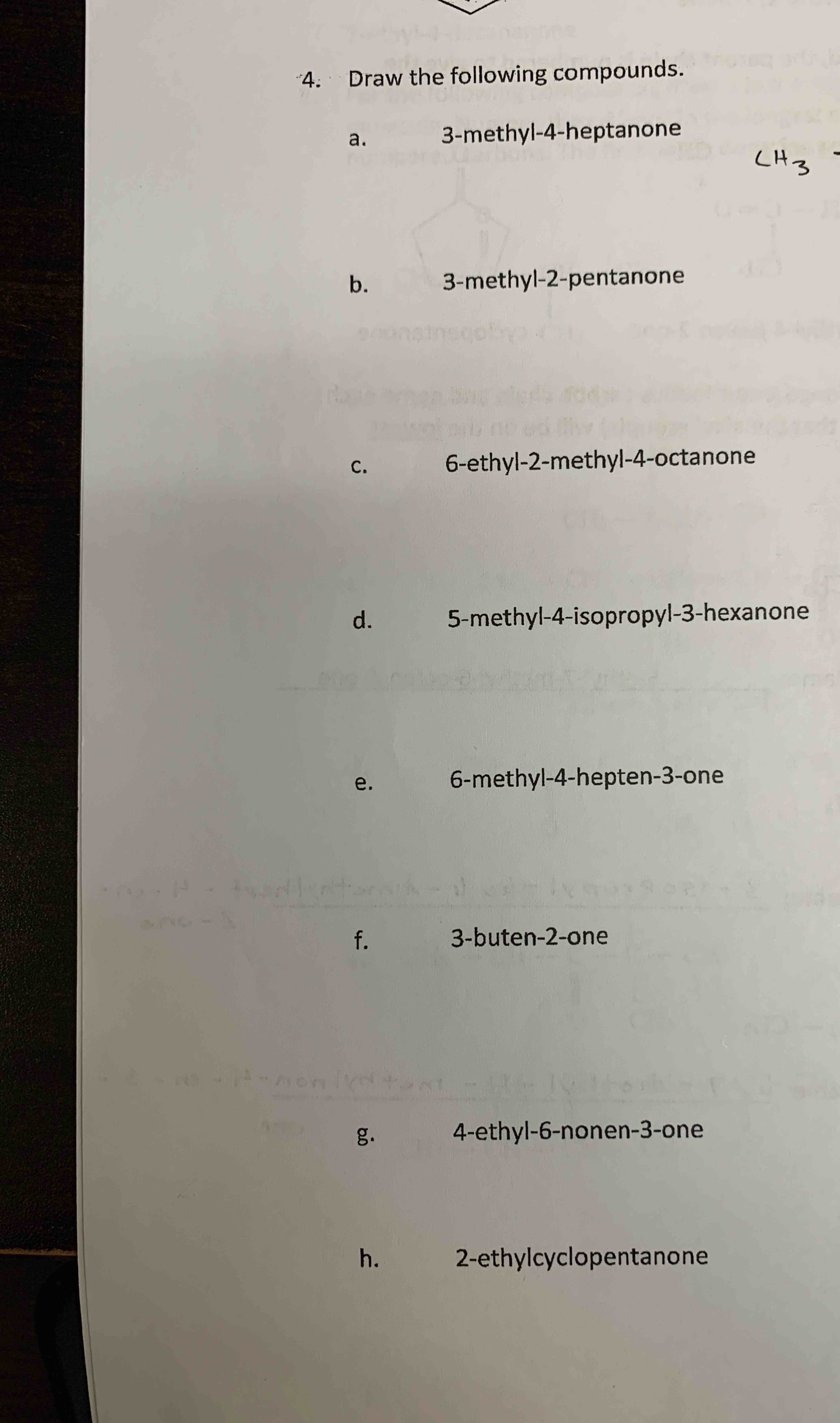 Solved 4. ﻿Draw the following compounds. | Chegg.com
