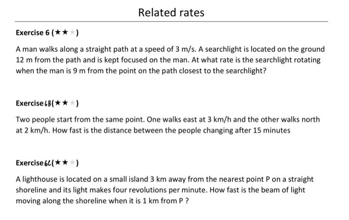 Solved Exercise 6(⋆⋆⋆) A man walks along a straight path at | Chegg.com