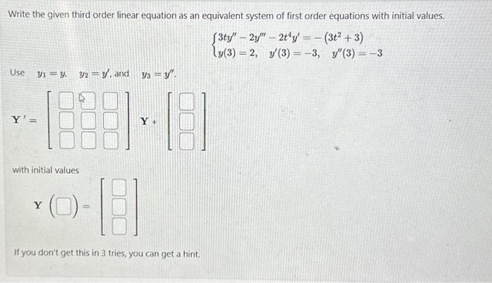 Solved Write The Given Third Order Linear Equation As An