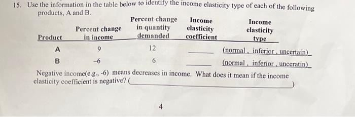 Solved Use the information in the table below to identify | Chegg.com