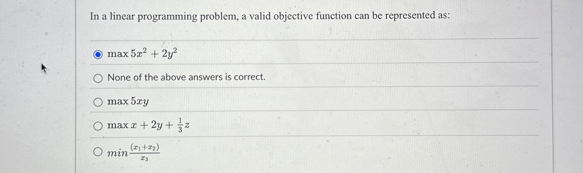 High Quality SOLUTION In a linear programming problem, a valid objective | Chegg.com
