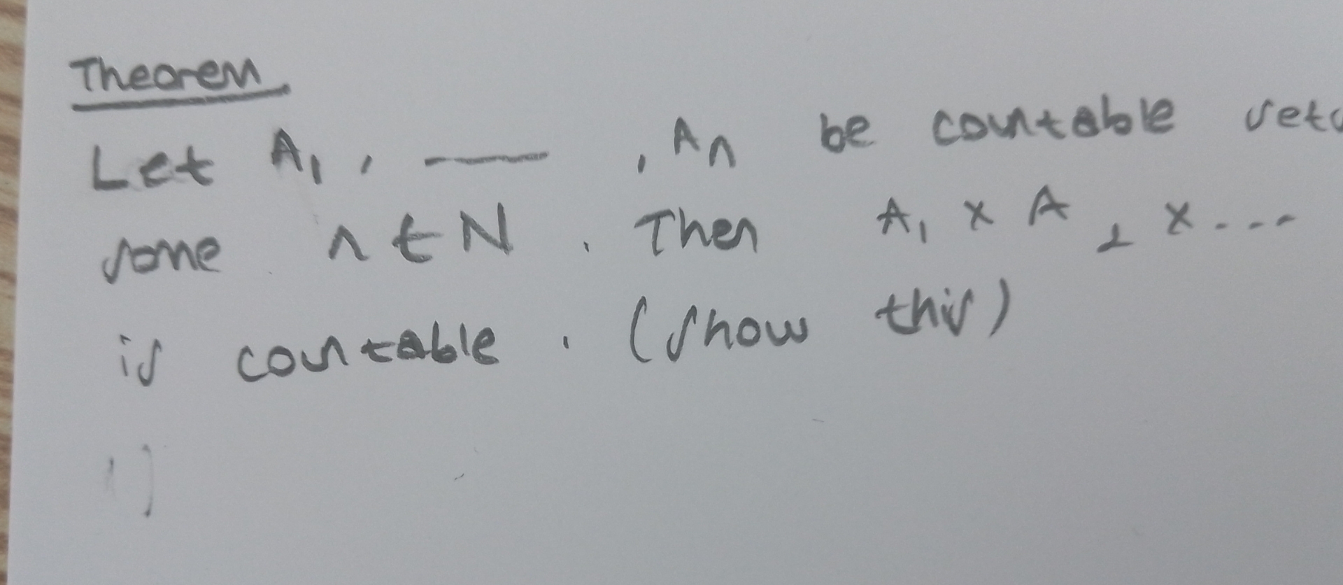 Solved Let A1,dots,An ﻿be countable sets some n in N. ﻿Then | Chegg.com