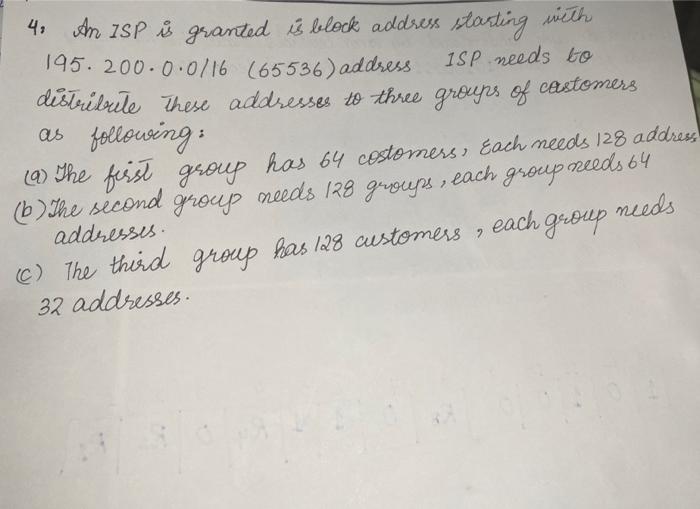 Solved 4. An ISP is granted is block address starting with | Chegg.com