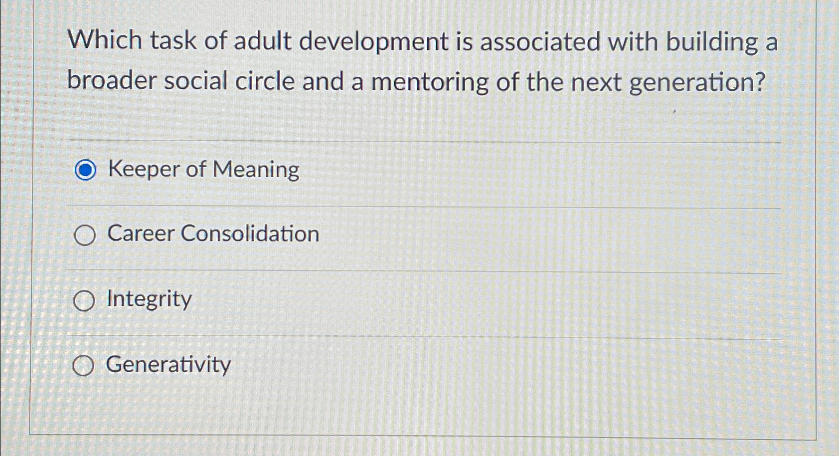 Solved Which task of adult development is associated with | Chegg.com
