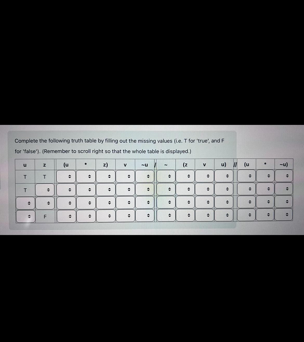 Complete the following truth table by filling out the | Chegg.com