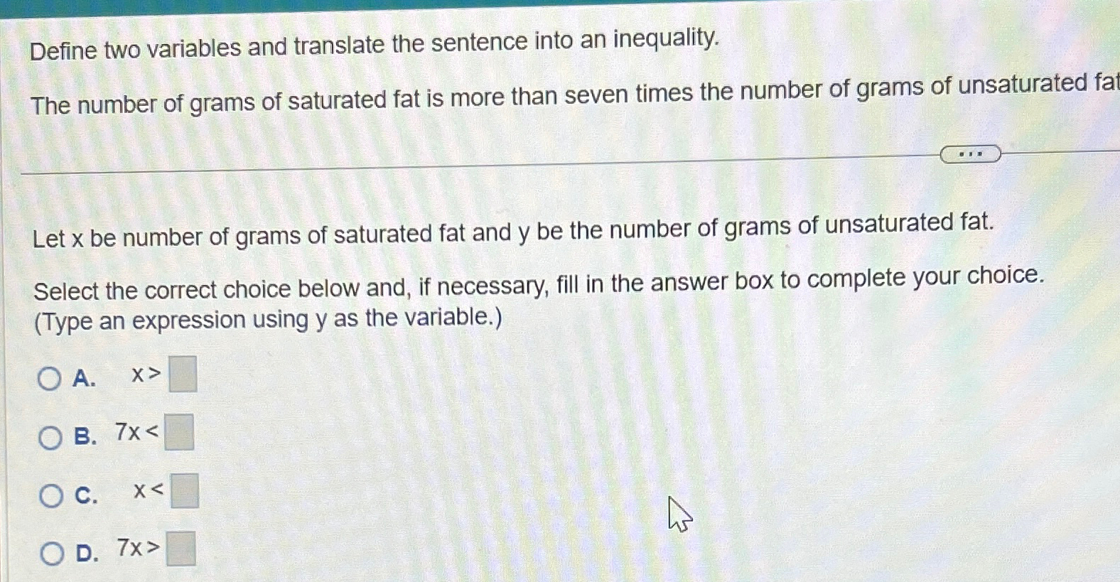 Solved Define two variables and translate the sentence into | Chegg.com