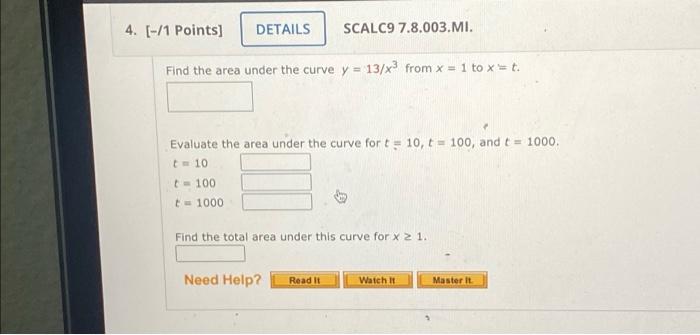 Solved 4. [-/1 Points) DETAILS SCALC9 7.8.003.MI. Find the | Chegg.com