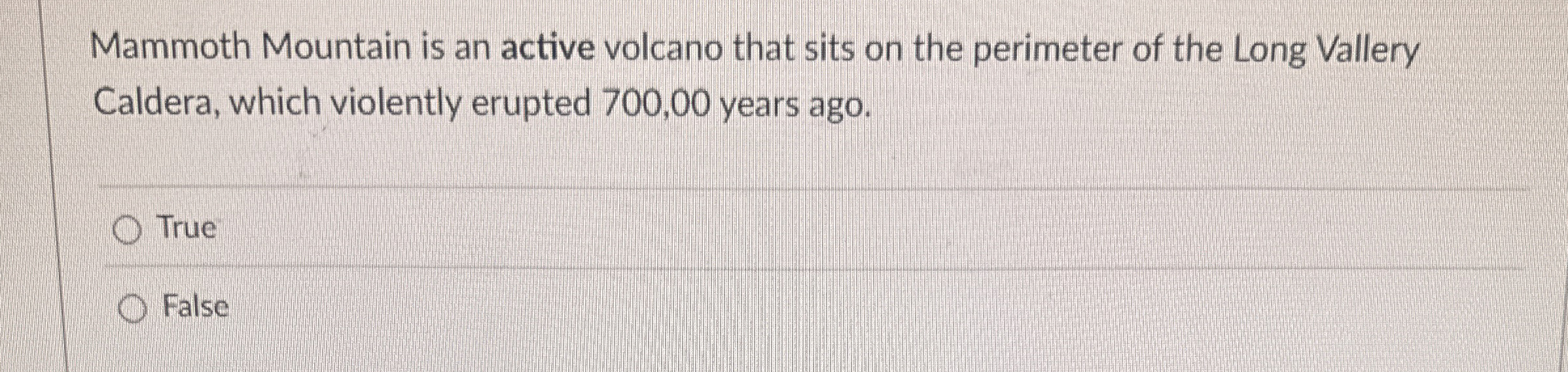Solved Mammoth Mountain is an active volcano that sits on | Chegg.com