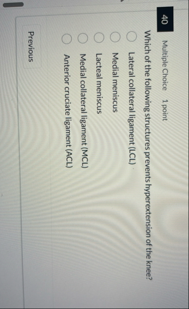 Solved 40Multiple Choice1 ﻿pointWhich of the following | Chegg.com