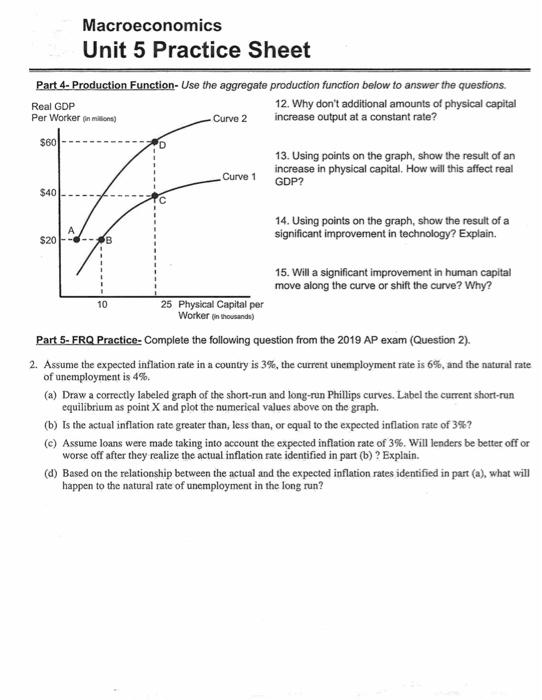 Solved Macroeconomics Unit 5 Practice Sheet Real GDP Part 4- | Chegg.com