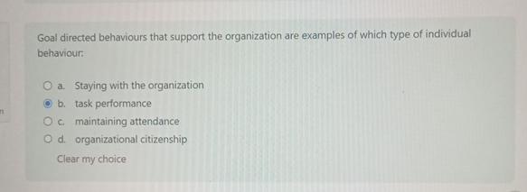 Solved Goal directed behaviours that support the | Chegg.com