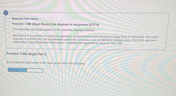 Solved Required information Problem 7-8B (Algo) Record the | Chegg.com