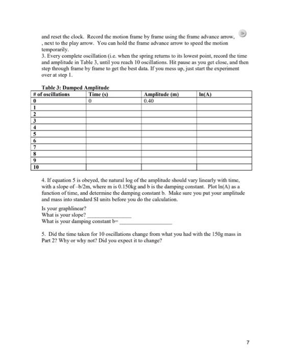 Part 1: Measuring the spring constant 1. Set the | Chegg.com