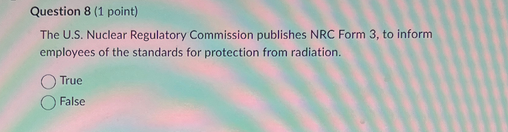 Solved Question 8 (1 ﻿point)The U.S. ﻿Nuclear Regulatory | Chegg.com