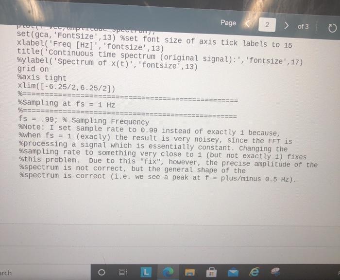 Solved 3. Please run the MATLAB code Sampling_Alias_3.m and | Chegg.com