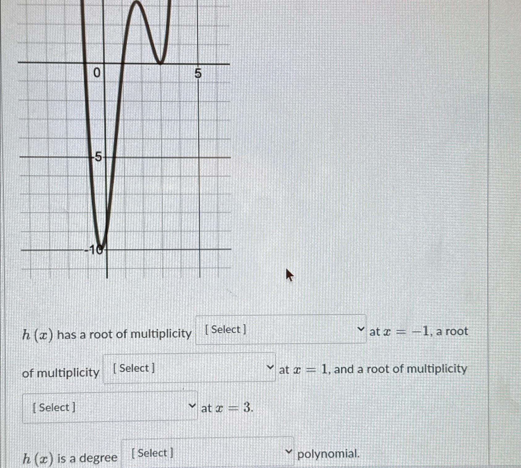Solved h(x) ﻿has a root of multiplicity at x=-1, ﻿a root of | Chegg.com