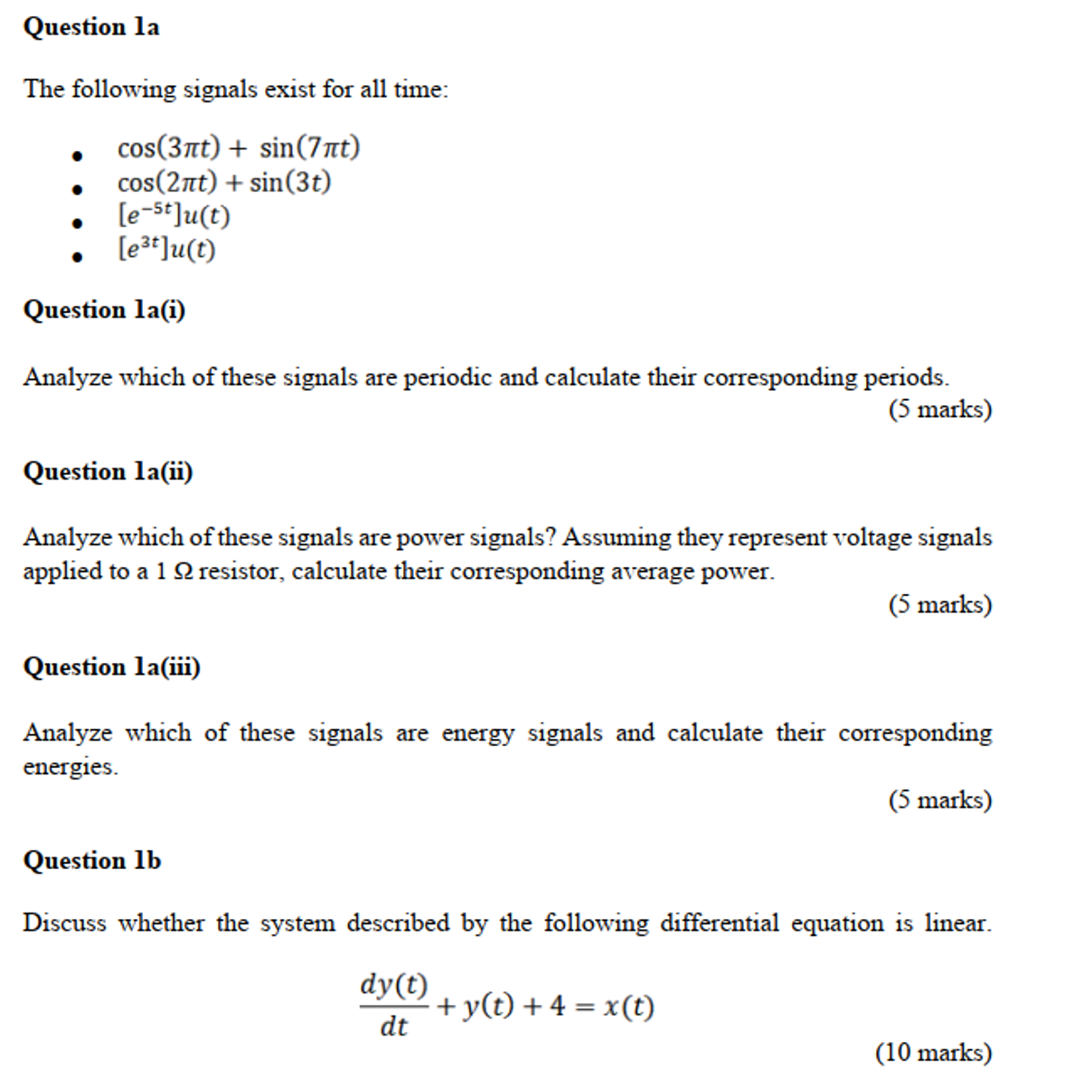 Question laThe following signals exist for all | Chegg.com
