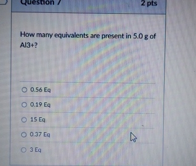 Solved Question /2 ﻿ptsHow many equivalents are present in | Chegg.com
