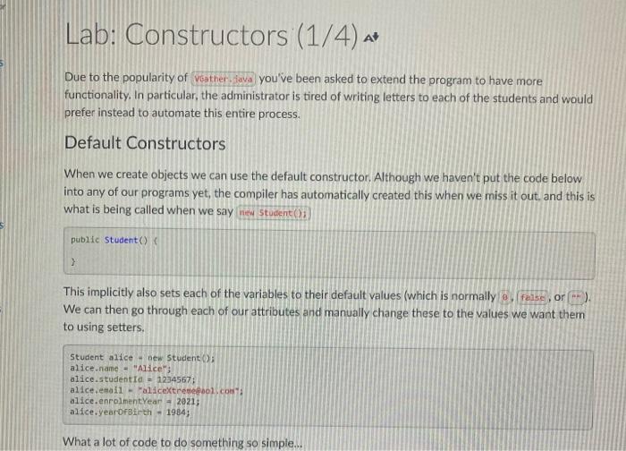 Solved Lab: Constructors (1/4) A* A Due to the popularity of | Chegg.com