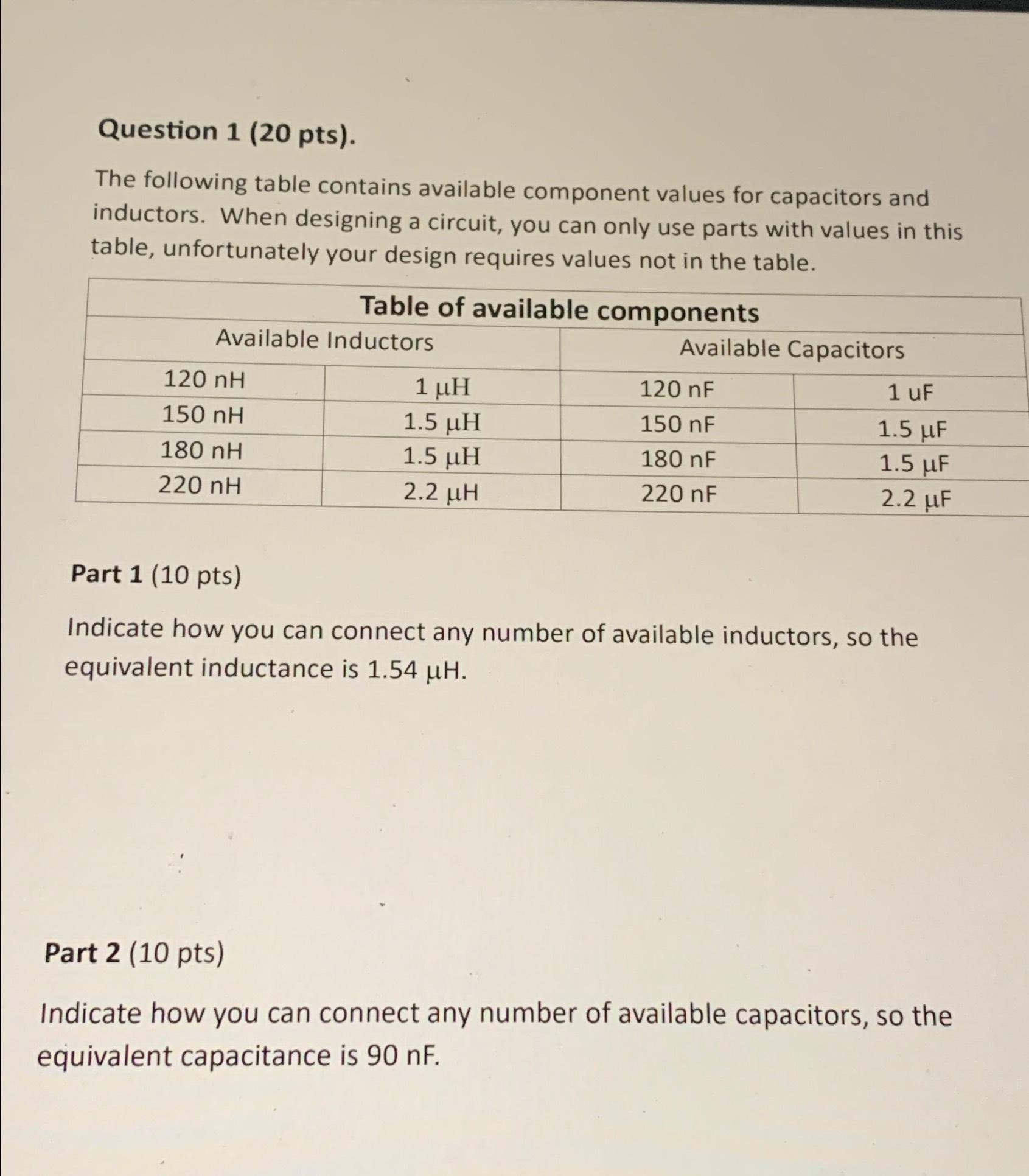 Solved Question 1 (20 ﻿pts).The following table contains | Chegg.com