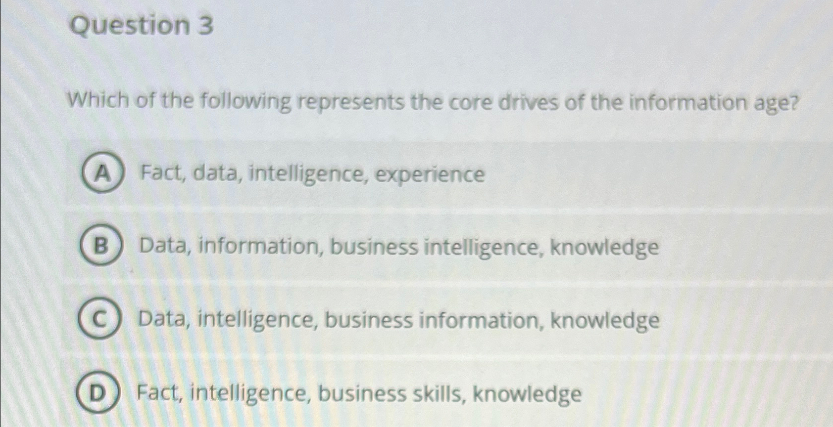 Solved Question 3Which of the following represents the core | Chegg.com