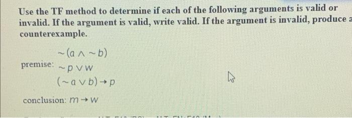 Solved Use the TF method to determine if each of the | Chegg.com