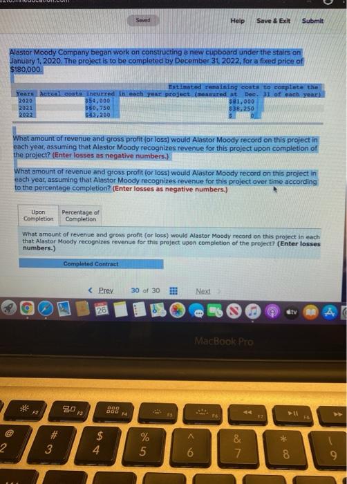 Solved Seved Help Save & Exit Submit Alastor Moody Company | Chegg.com