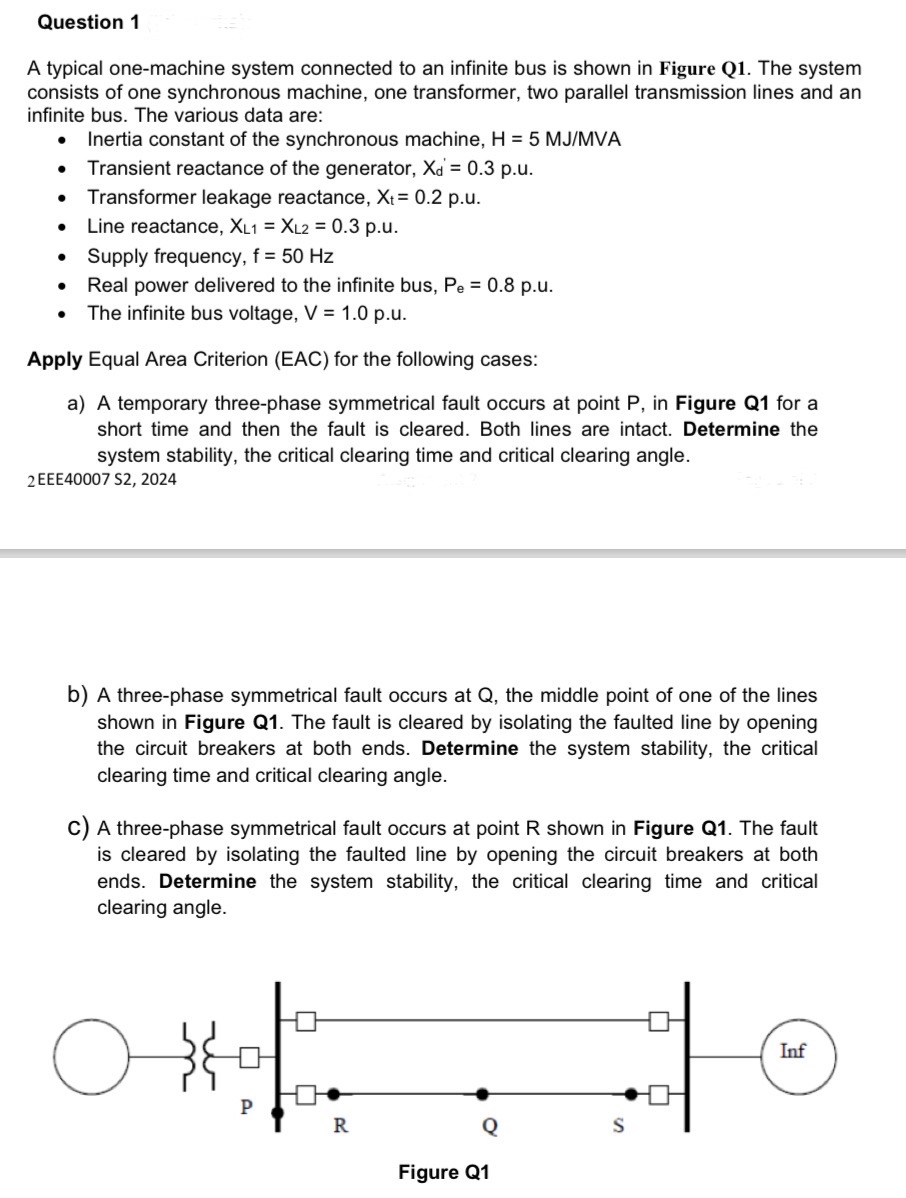 Solved Question 1A typical one-machine system connected to | Chegg.com