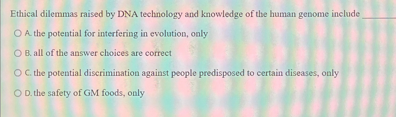 Solved Ethical dilemmas raised by DNA technology and | Chegg.com