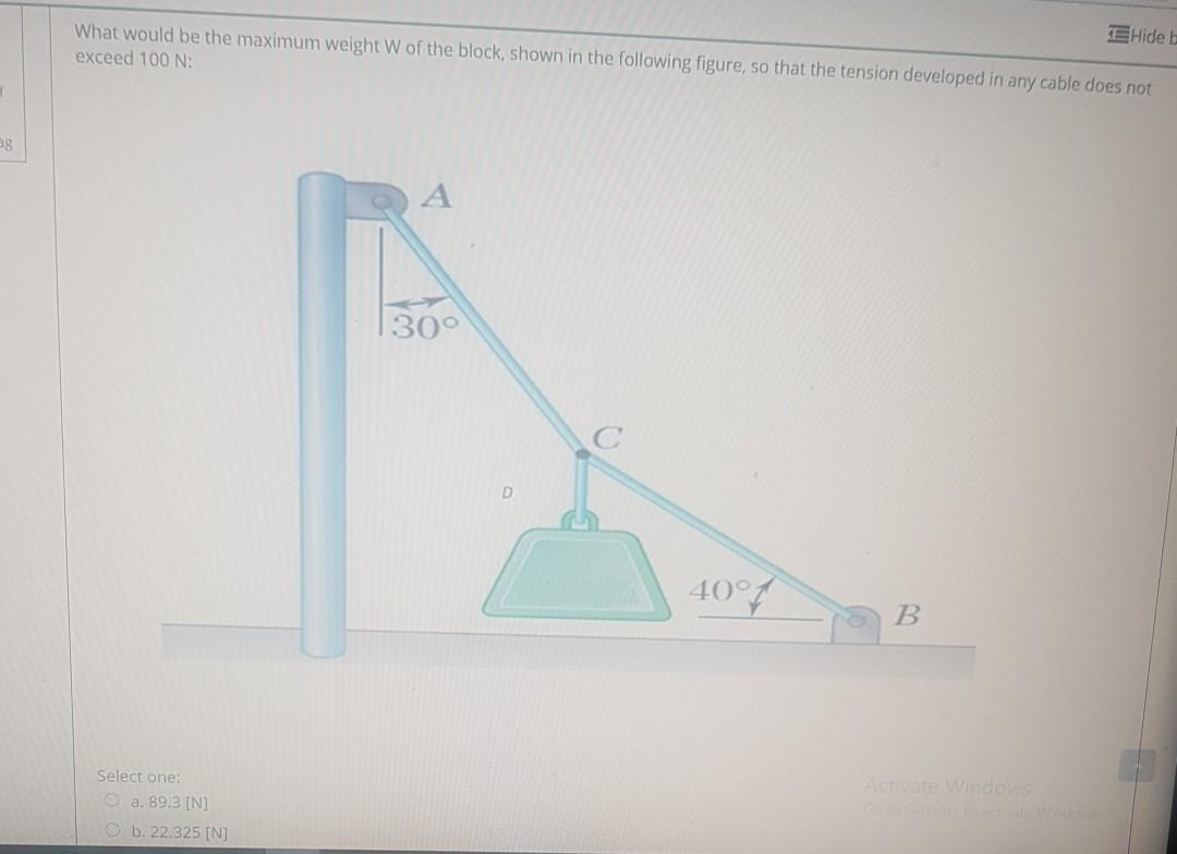 Solved What would be the maximum weight W of the block, | Chegg.com