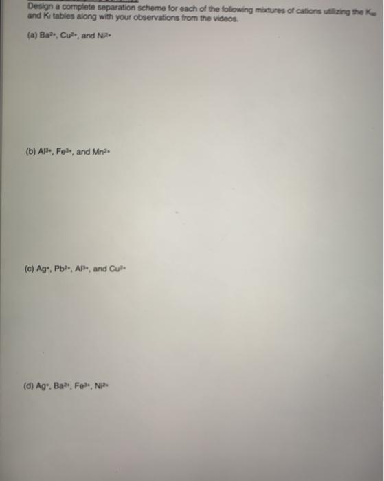 Solved Design a complete separation scheme for each of the | Chegg.com