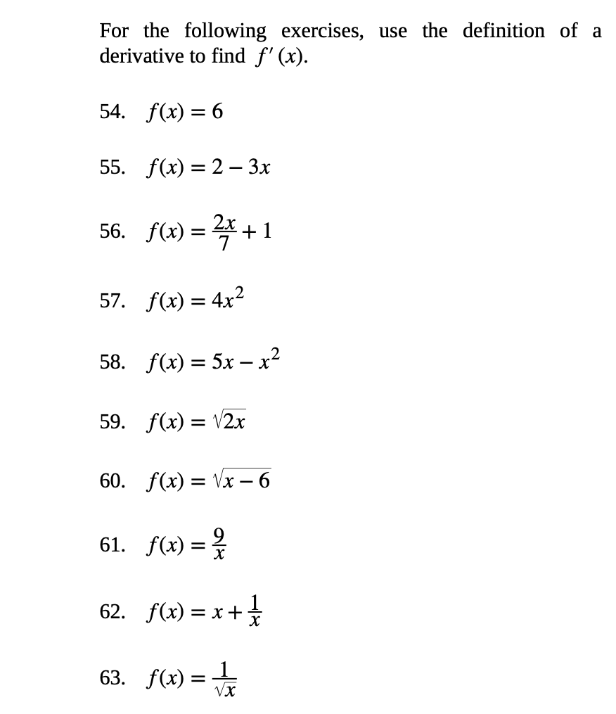 Solved For the following exercises, use the definition of | Chegg.com