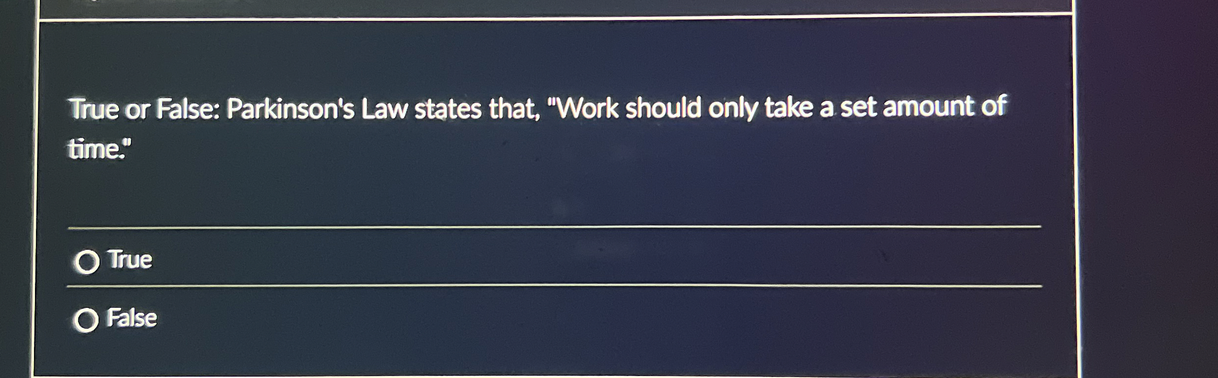 Solved True or False: Parkinson's Law states that, "Work | Chegg.com