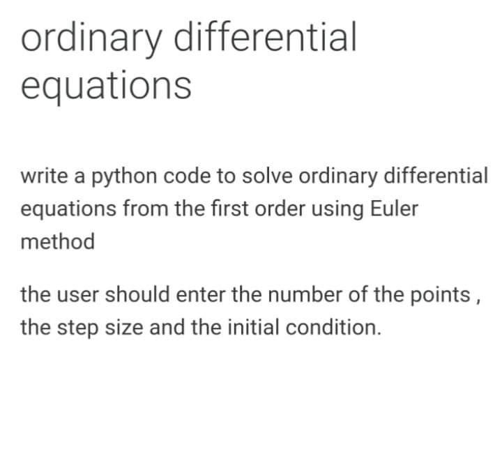 Solved ordinary differential equations write a python code | Chegg.com