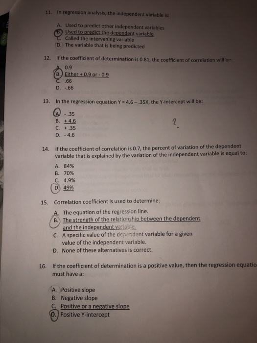 Solved 11 In Regression Analysis The Independent Variable