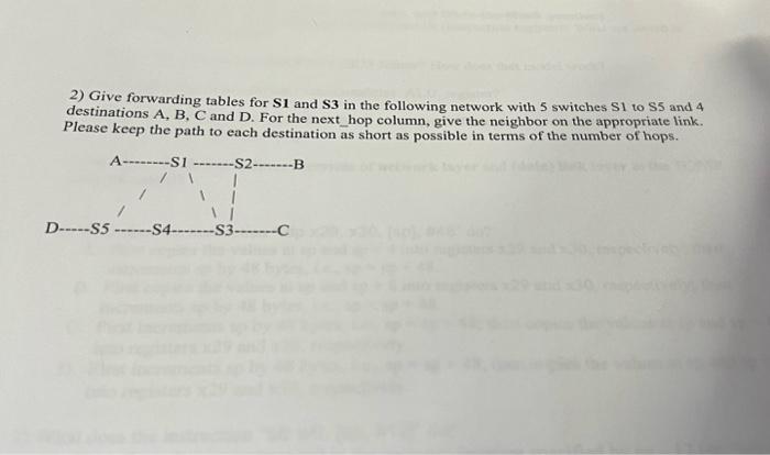 Solved 2) Give forwarding tables for S1 and S3 in the | Chegg.com