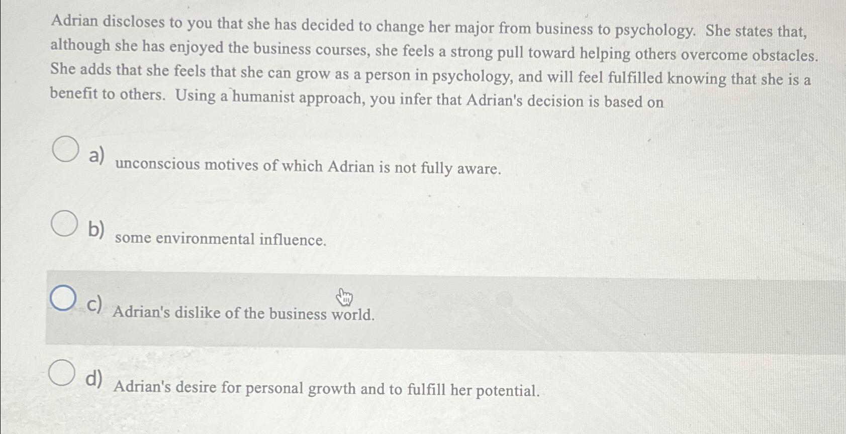 Solved Adrian discloses to you that she has decided to | Chegg.com