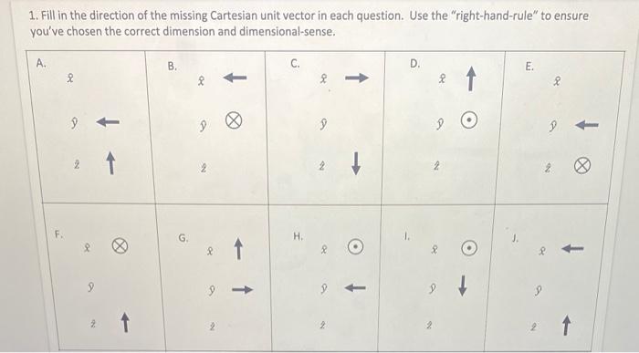 Solved 1. Fill in the direction of the missing Cartesian | Chegg.com