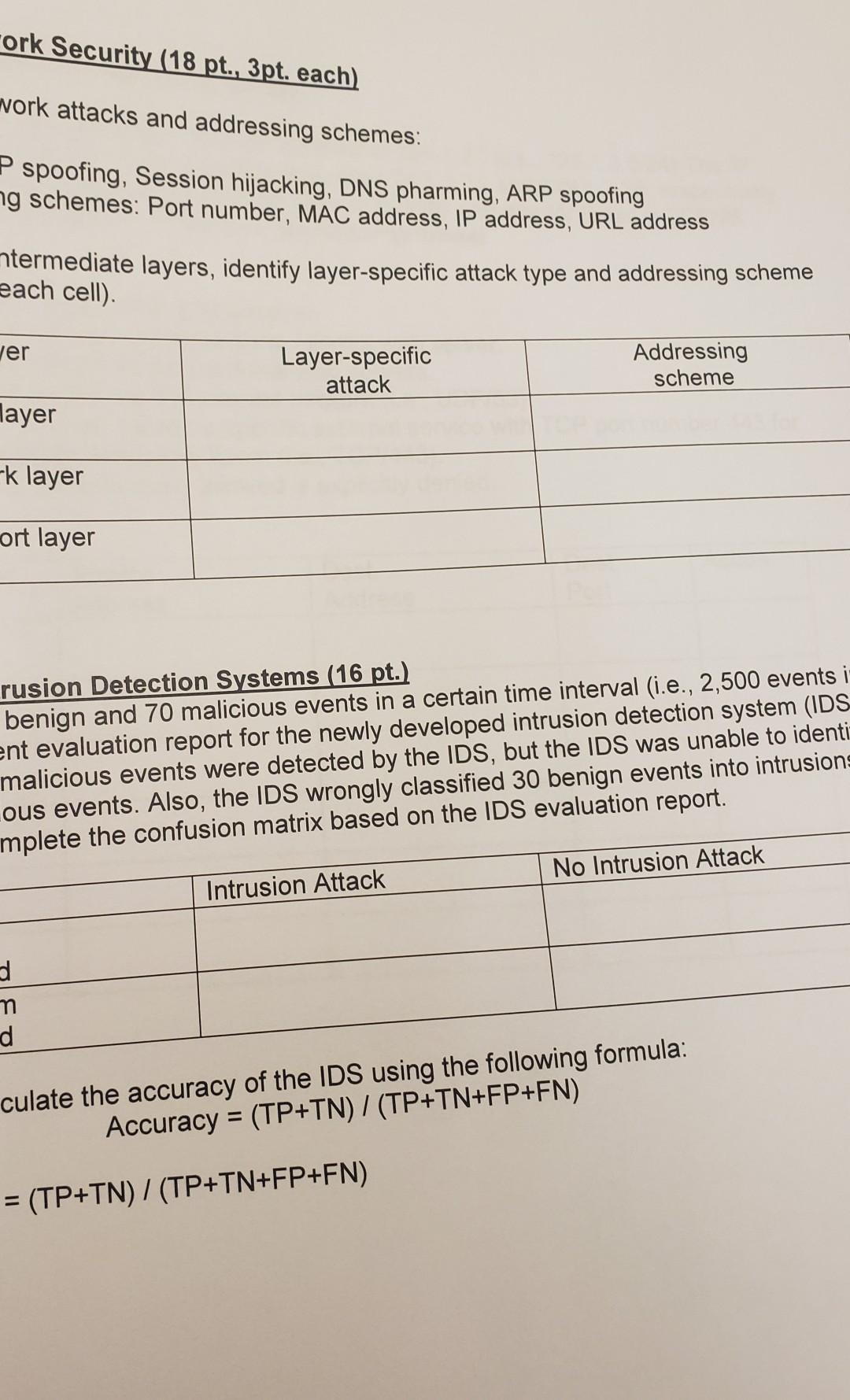 Fork Security (18 pt., 3pt. each) work attacks and | Chegg.com