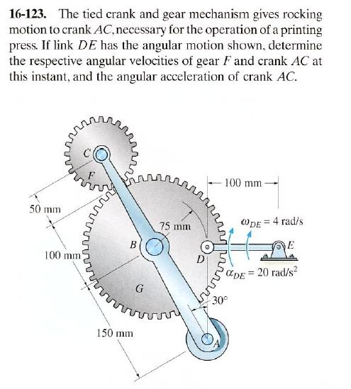 Solved The tied crank and gear mechanism gives rocking | Chegg.com
