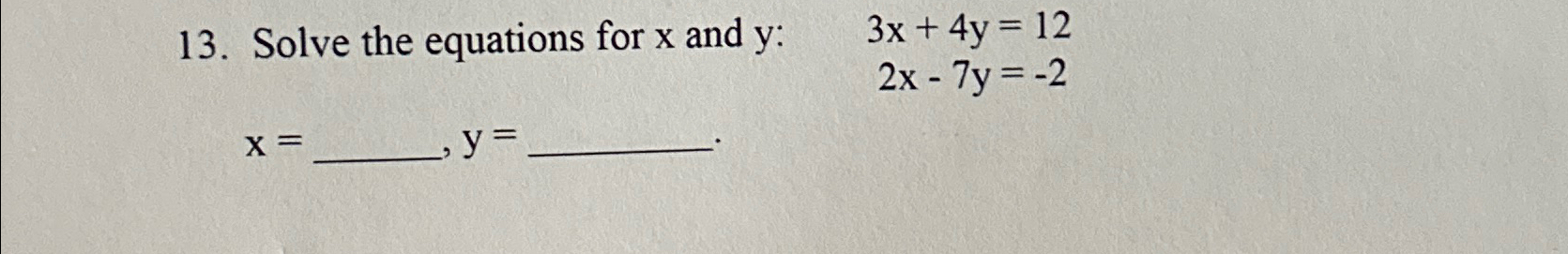 Solved Solve the equations for x ﻿and y | Chegg.com