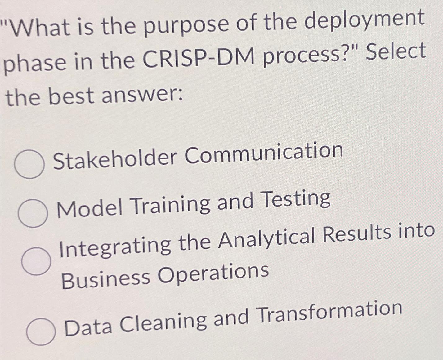 Solved "What is the purpose of the deployment phase in the | Chegg.com