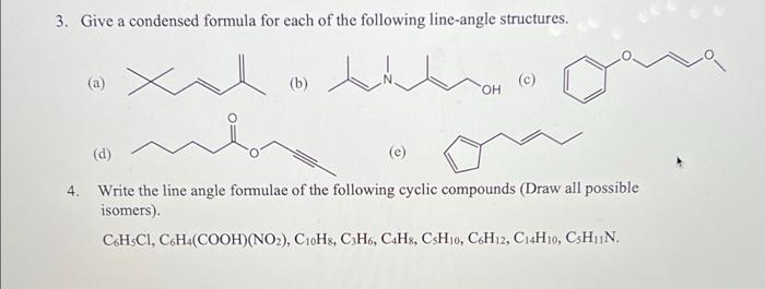 Solved 3. Give a condensed formula for each of the following | Chegg.com