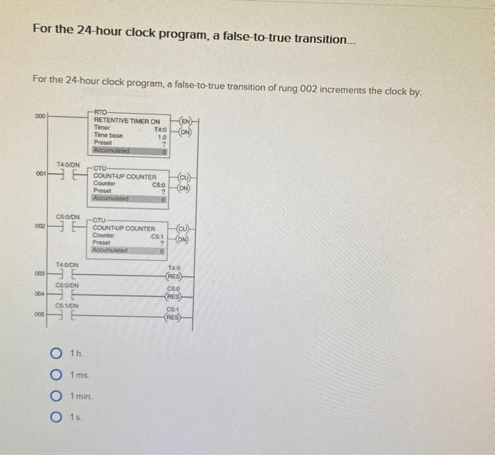 Solved For the 24-hour clock program, a false-to-true | Chegg.com