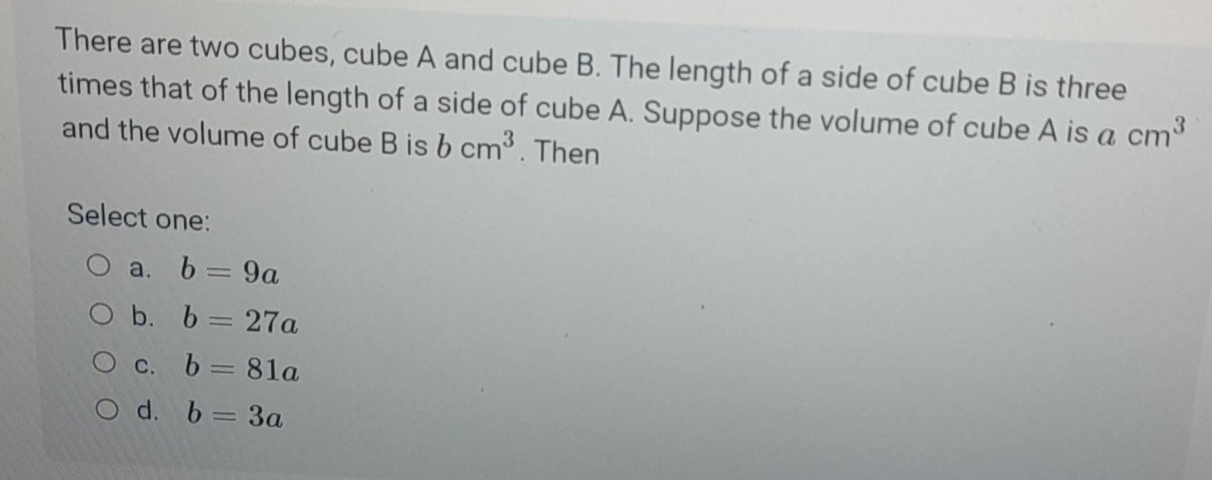 Solved There are two cubes, cube \\( A \\) and cube \\( B | Chegg.com