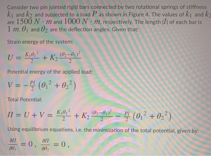Consider two pin jointed rigid bars connected by two | Chegg.com
