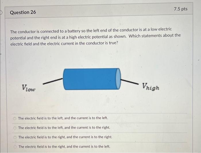 Solved The conductor is connected to a battery so the left | Chegg.com