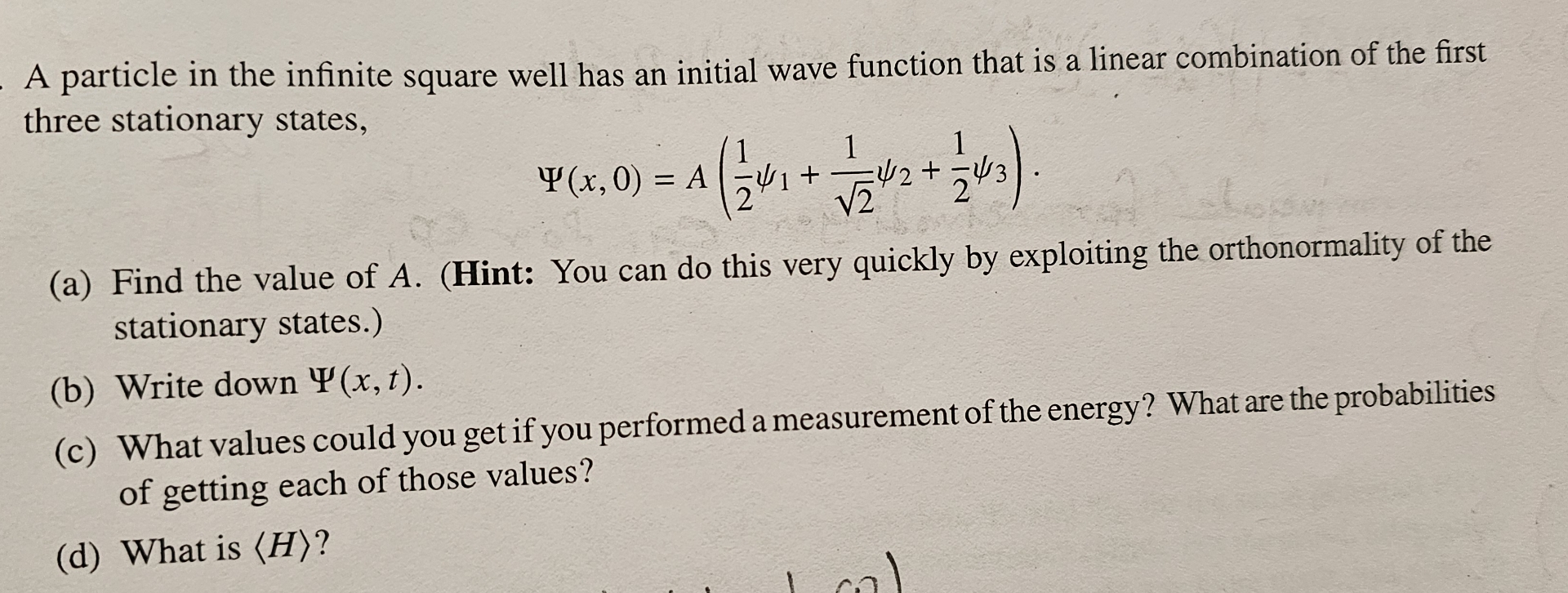 A particle in the infinite square well has an initial | Chegg.com